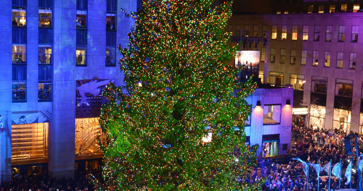 Spruce up: The Rockefeller Center Christmas tree is lit