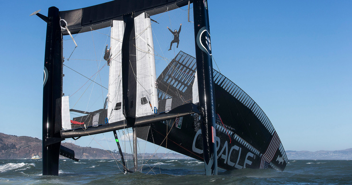 Catamaran worth millions capsizes; crew swept out to sea under Golden ...