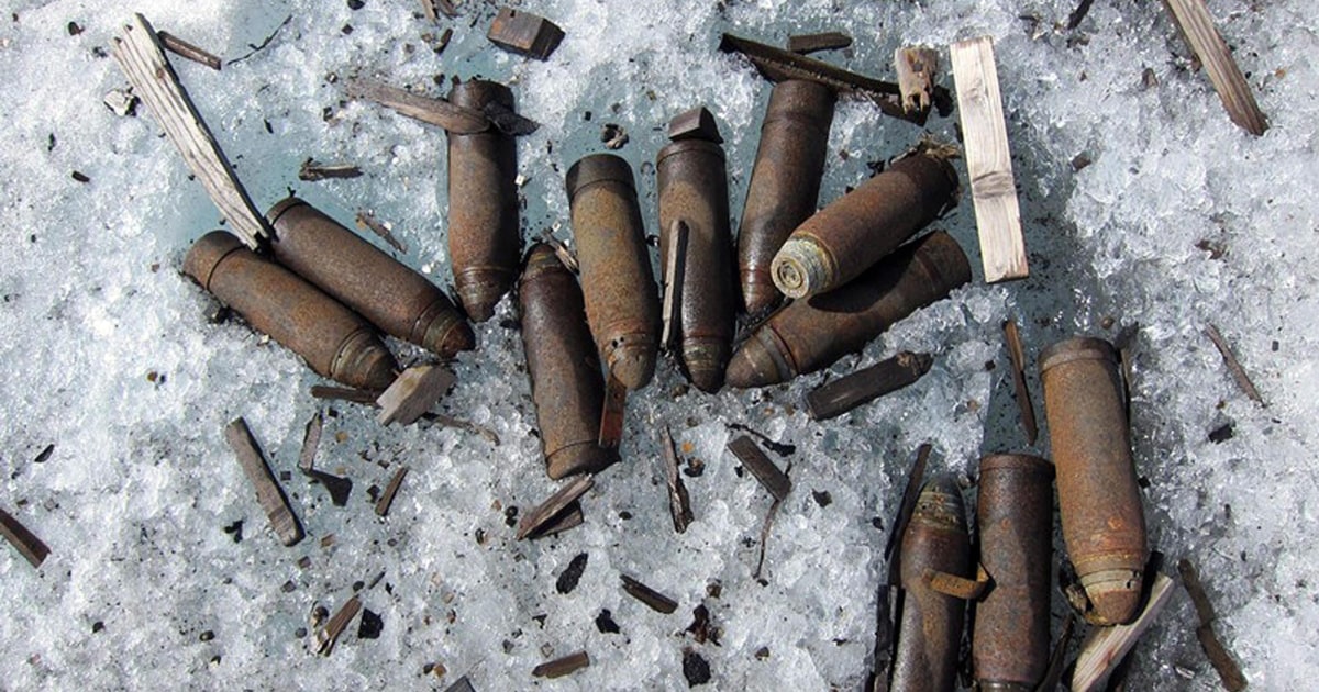 Melting glacier reveals World War I ammunition