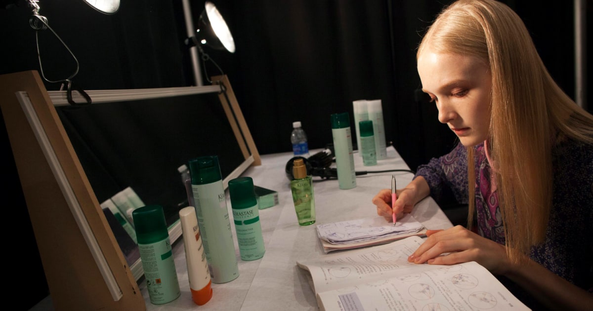 Good grades are always in style as model does geometry homework ...