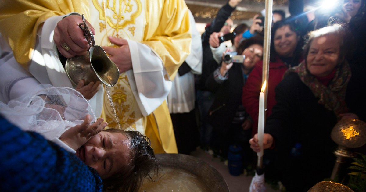 Christians gather on banks of Jordan River for baptism