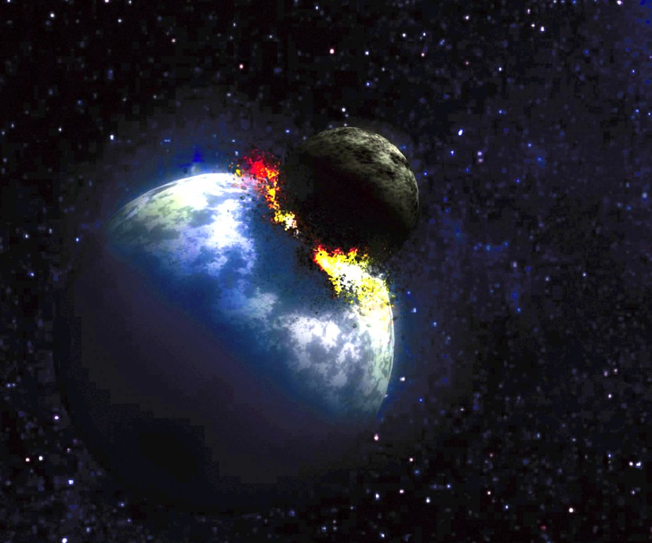 moon hitting earth simulation