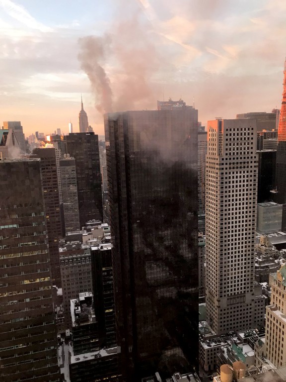 Trump Tower Olf Fire Sign Feds Probe Fire At GOP Headquarters In New