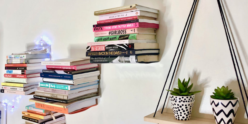 These floating wall shelves for books transformed by bedroom