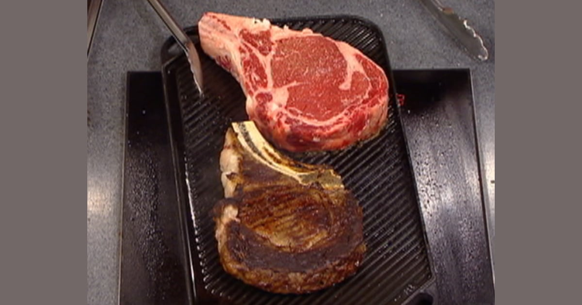 Char-grilled rib eye with The Neelys