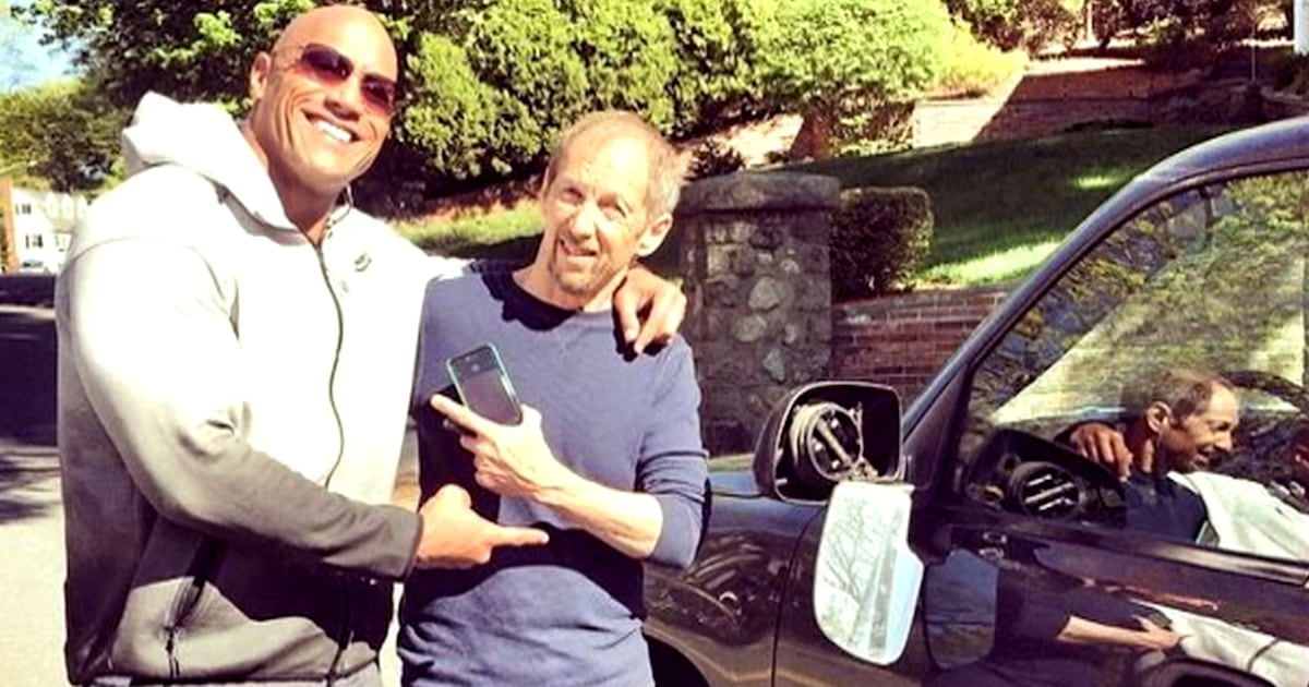 Dwayne Johnson sideswipes driver, takes a fan photo