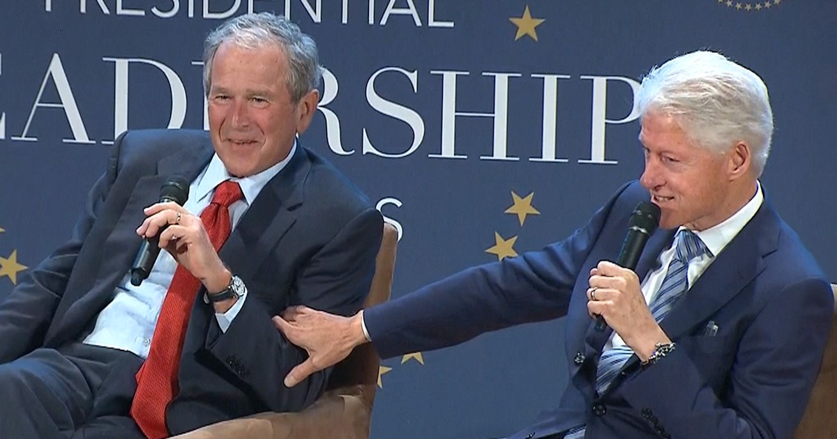 George W. Bush, Bill Clinton all smiles in joint appearance