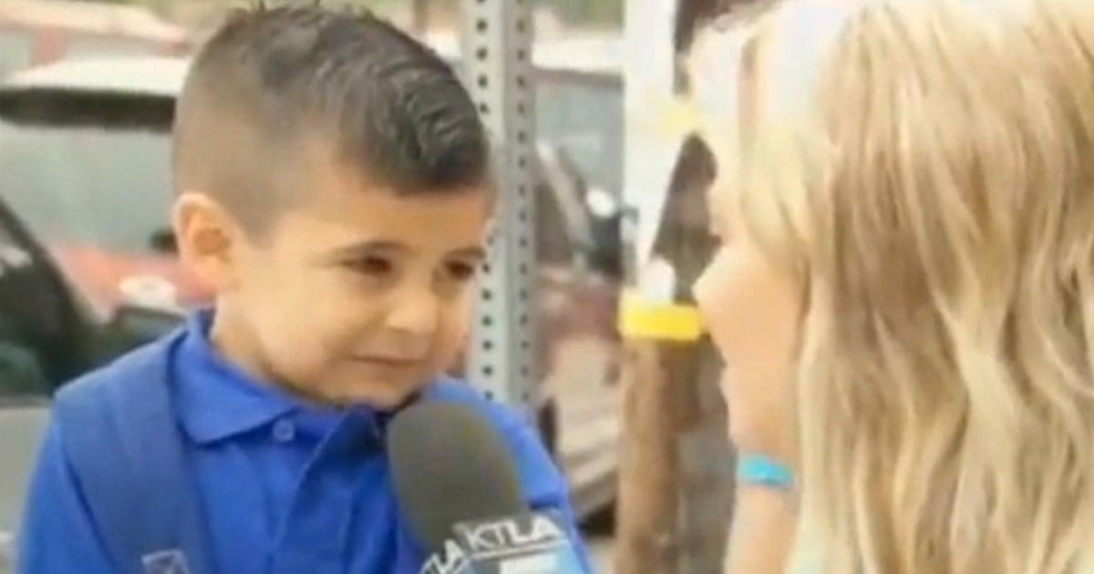 Little boy breaks down in tears to reporter as kindergarten looms