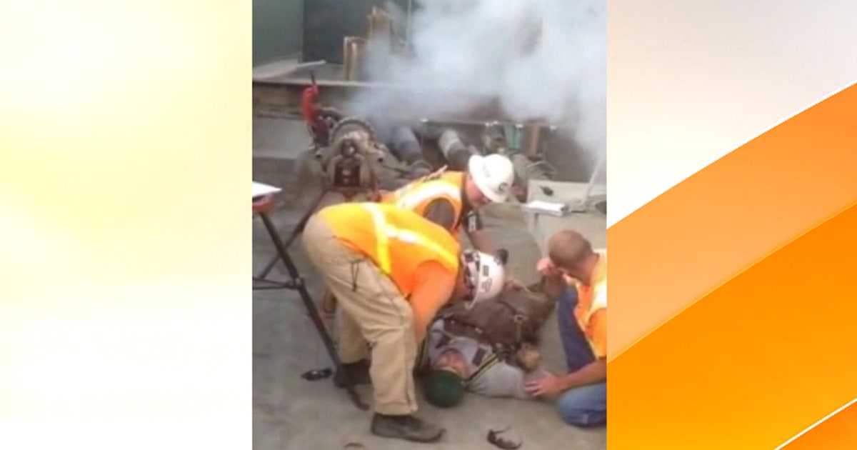 Video: Construction worker is inside steam pipe during explosion