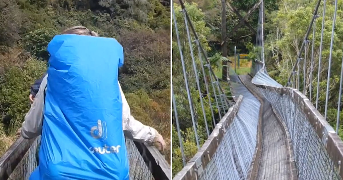 Tourists’ frightening bridge fall caught on camera