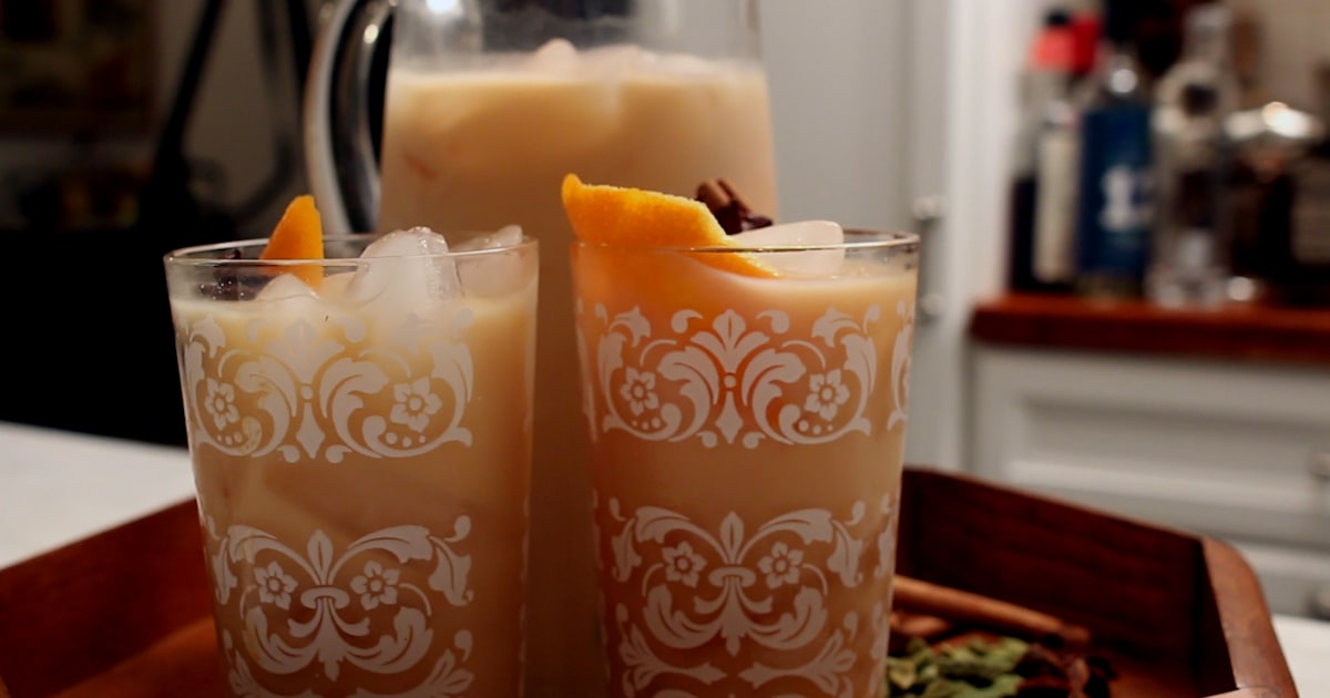 This spiked iced chai is the perfect pitcher cocktail for winter