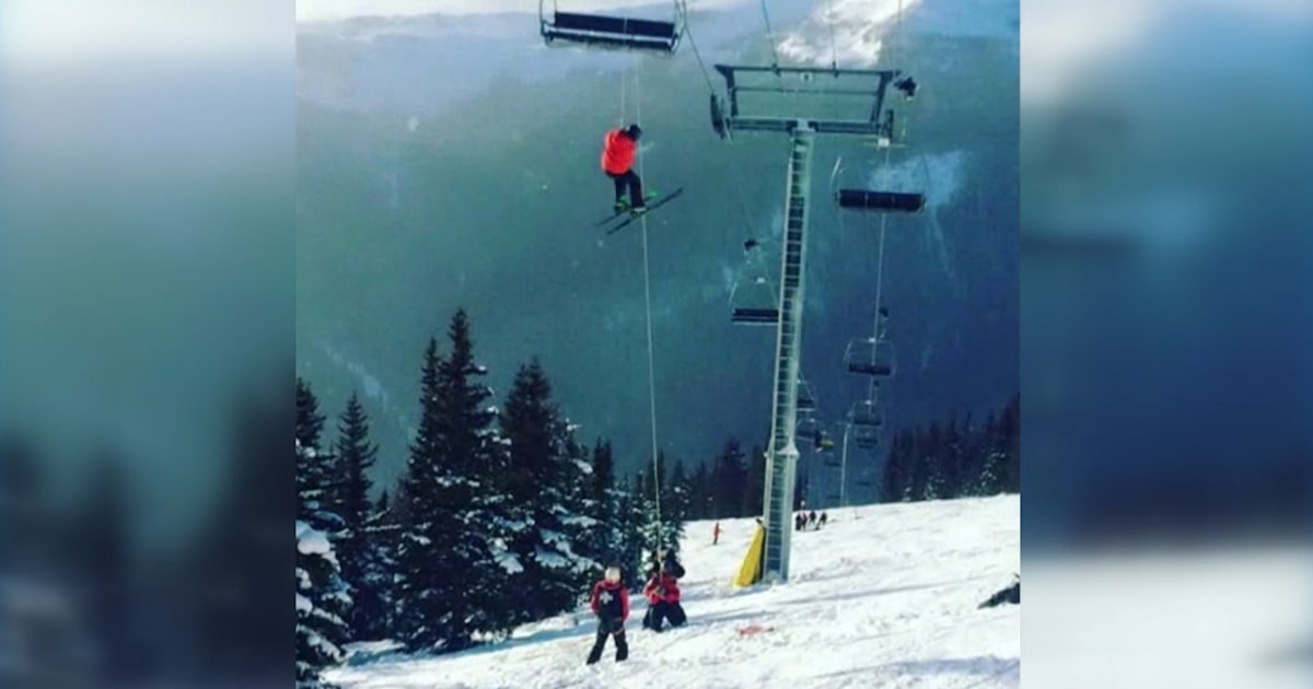 Watch: Skiers and snowboarders rappel down from broken chairlift