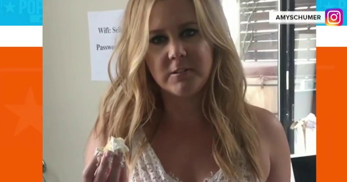 Amy Schumer caught red-handed eating ‘hand cake’ at shoot
