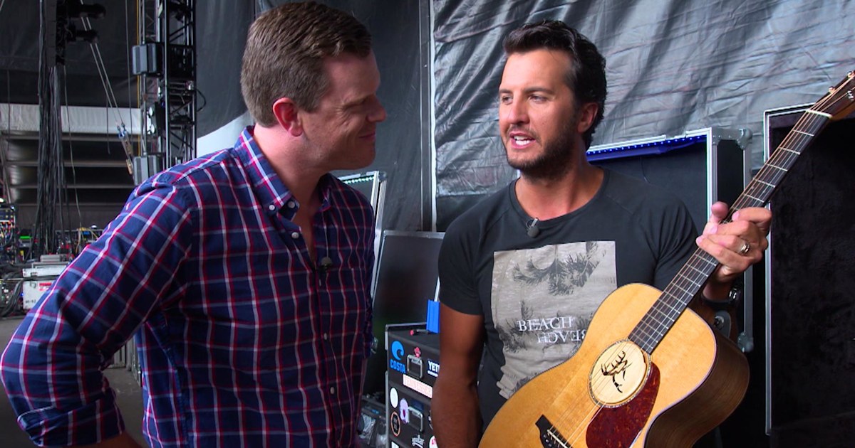 Luke Bryan shows Willie Geist the guitars he brings on tour