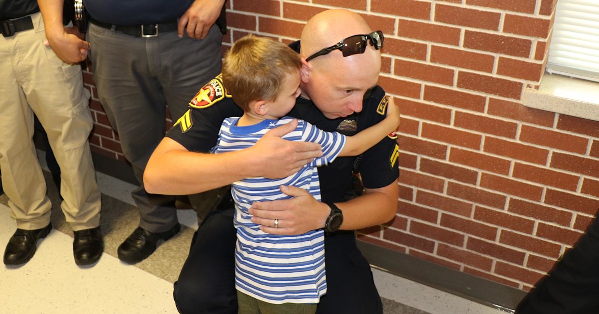 These police surprised the children of a fallen officer for first day ...
