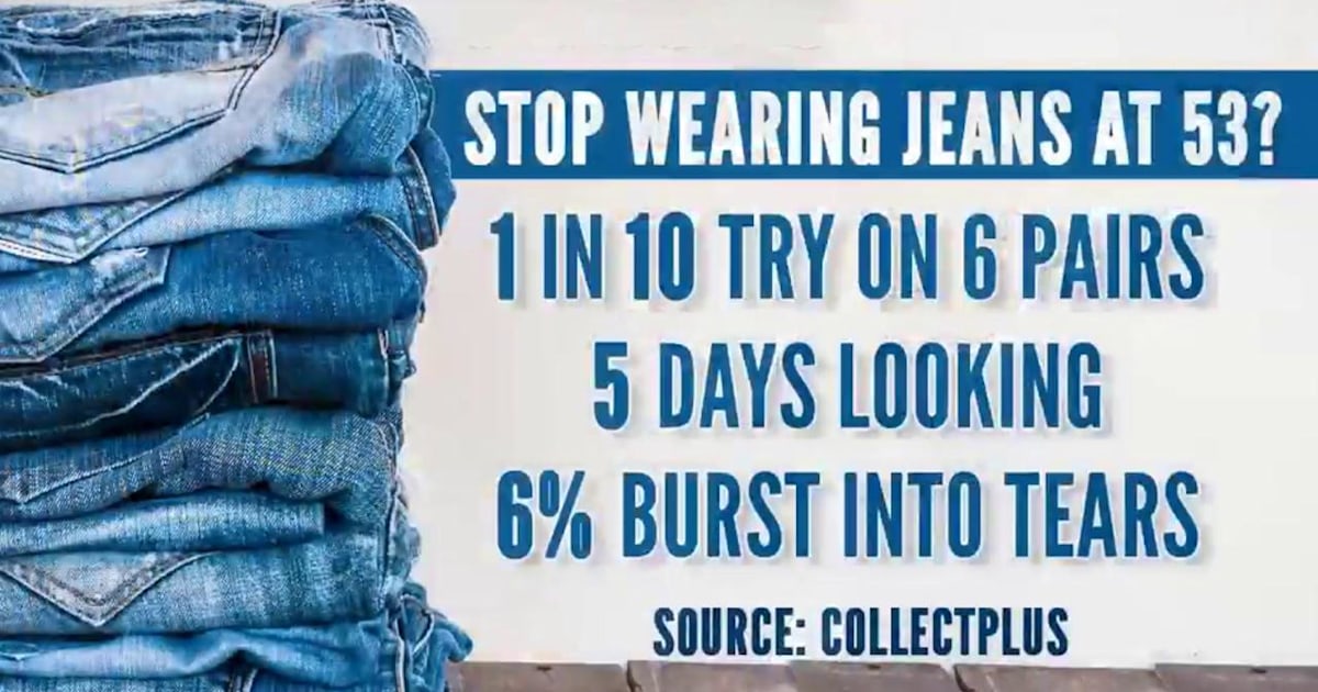 The age at which you’re too old to wear jeans is…