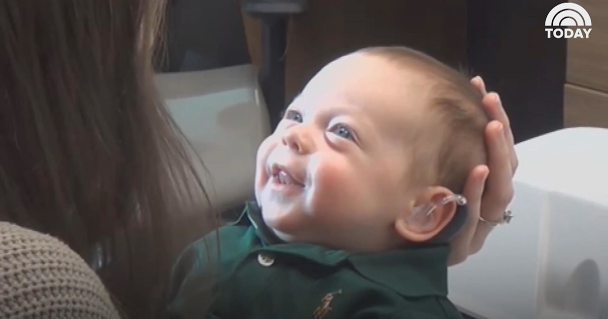 Baby hears his parents speak for the first time