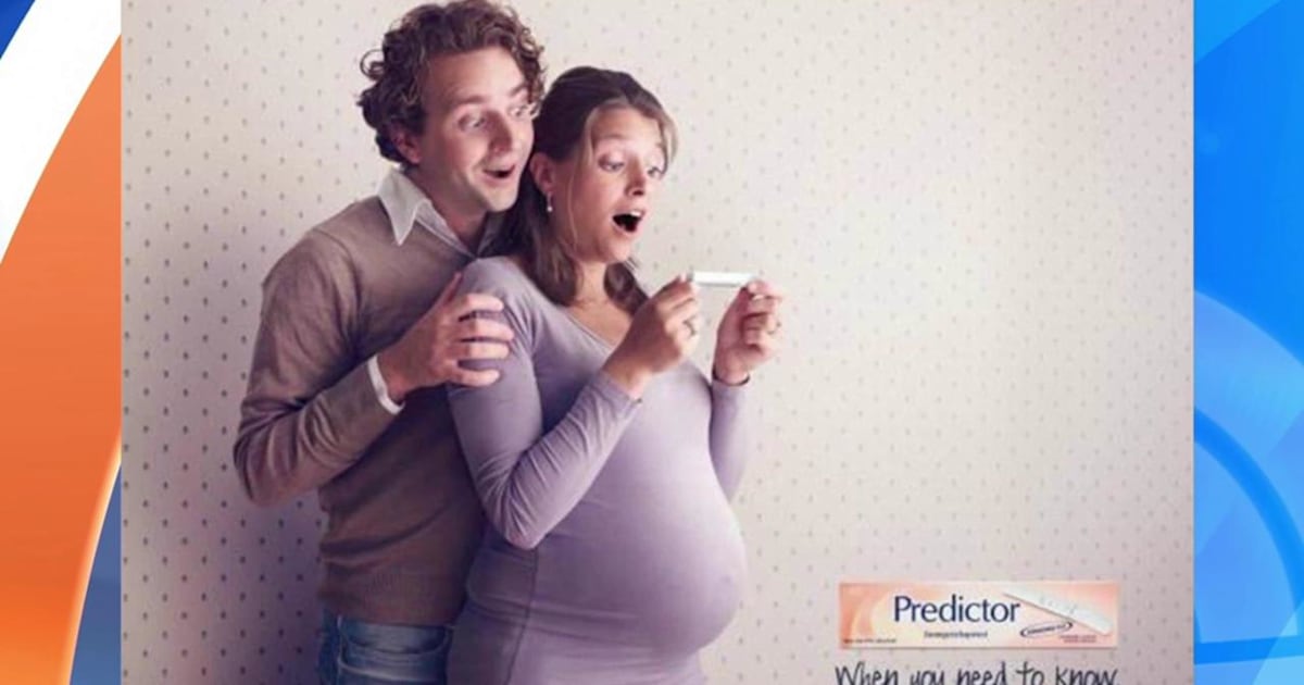 In funny pregnancy kit ad, woman appears to be using product too late