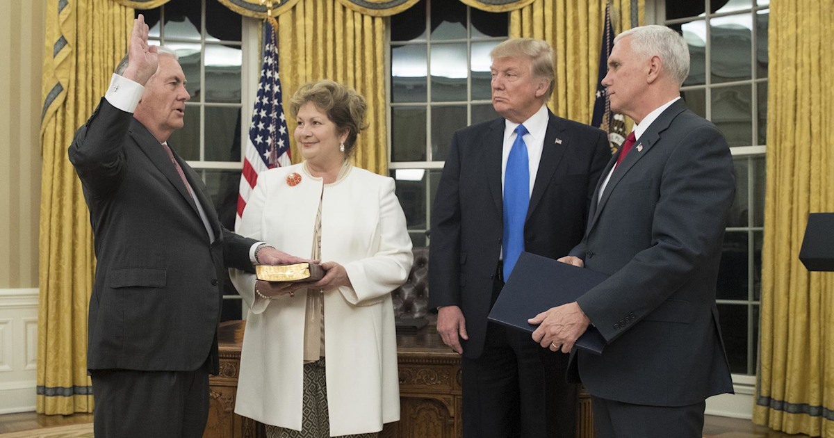 President Trump praises new Secretary of State Rex Tillerson
