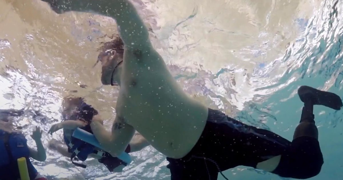 Former Marine swims again with new prosthetic leg