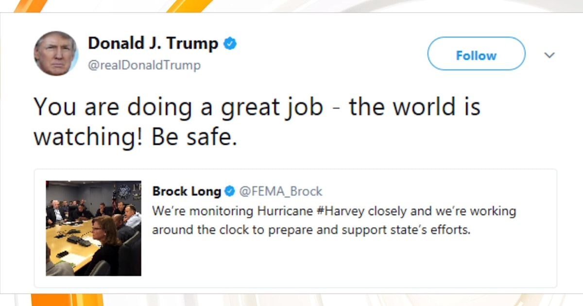 Donald Trump tweets to FEMA: ‘The world is watching! Be safe’