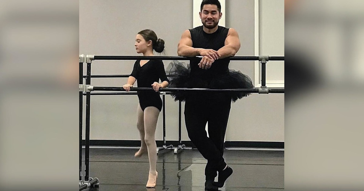 See this devoted dad dance in a tutu at his daughter’s ballet class