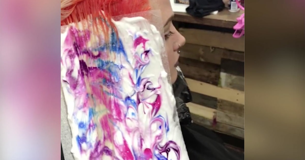 This hair color technique is a work of art! See hair marbling in action