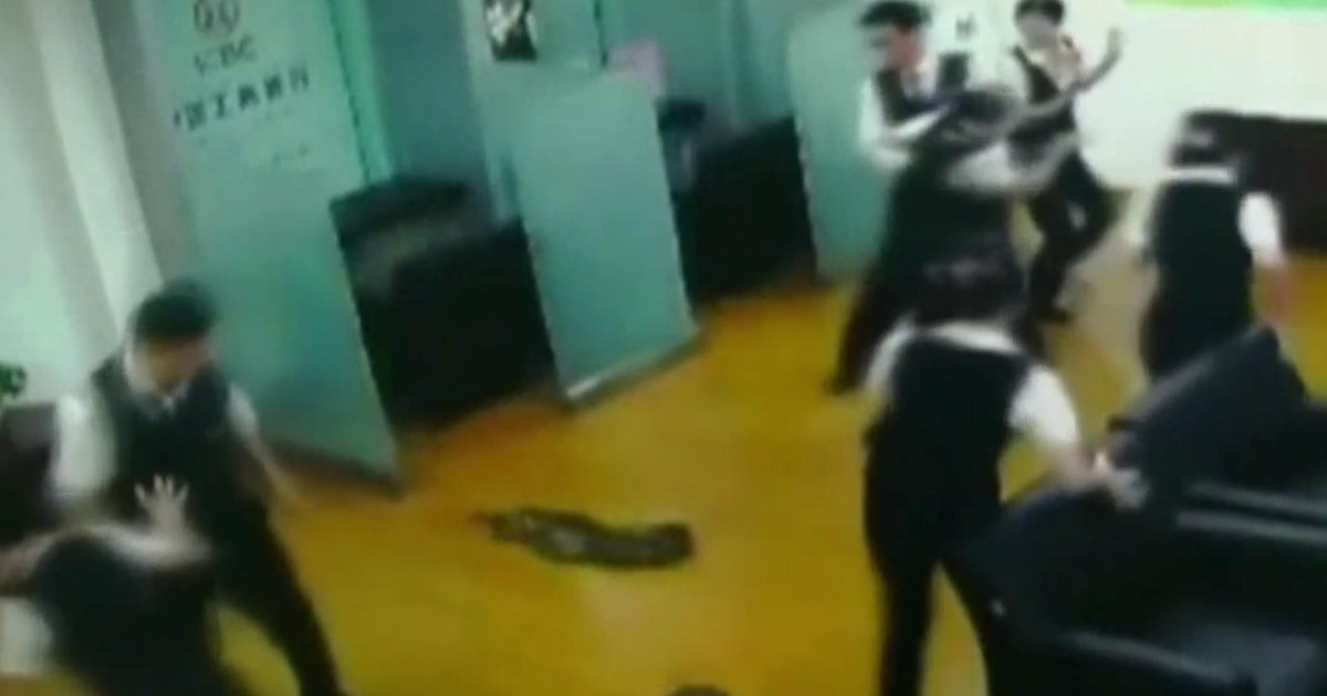 Snake drops down from ceiling in China bank