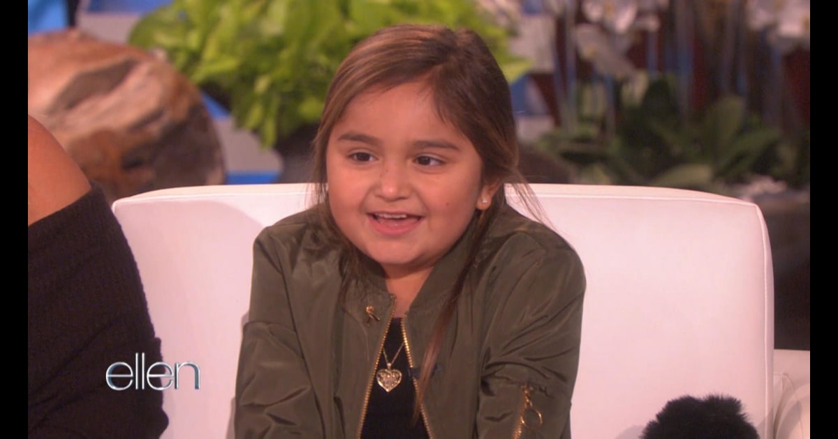 Ellen meets Pharrell fan Ellie, a young cancer survivor