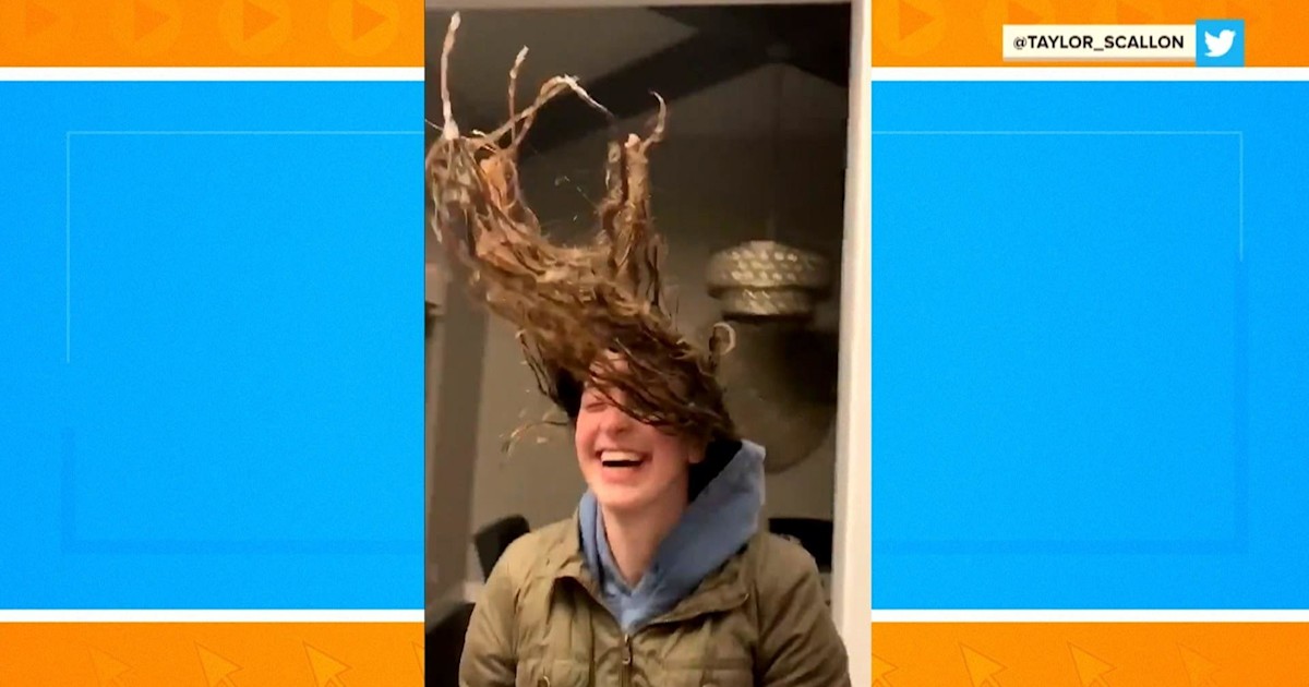 Defying gravity! Polar vortex freezes woman’s hair up straight