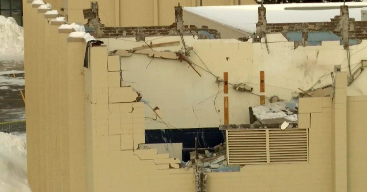 Drone video shows roof collapse damage