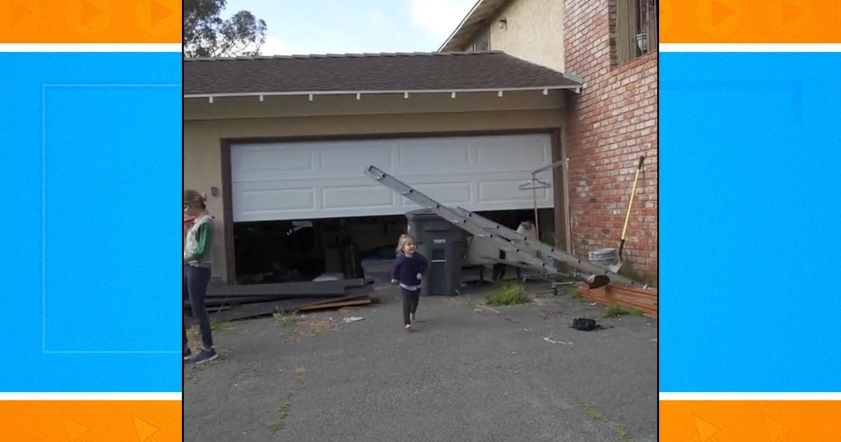 Watch: Girl narrowly avoids falling ladder