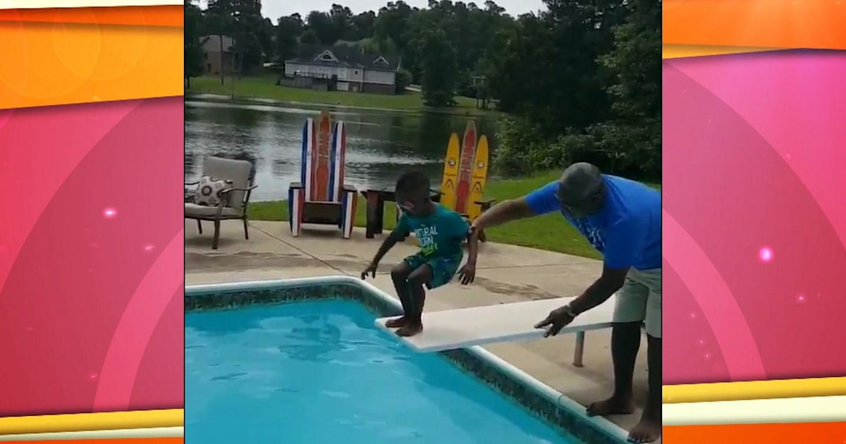 Scared boy in viral diving video learns to swim