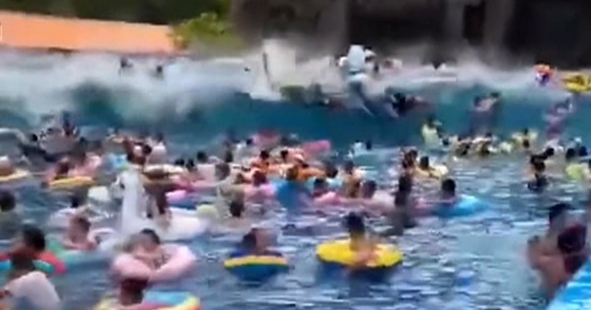Wave pool malfunction triggers freak tsunami, injuring dozens