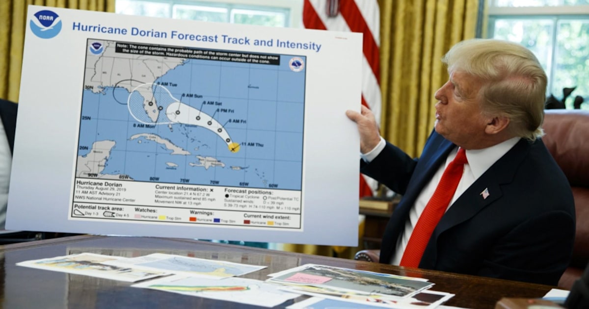 Trump shows hurricane map seemingly altered by marker