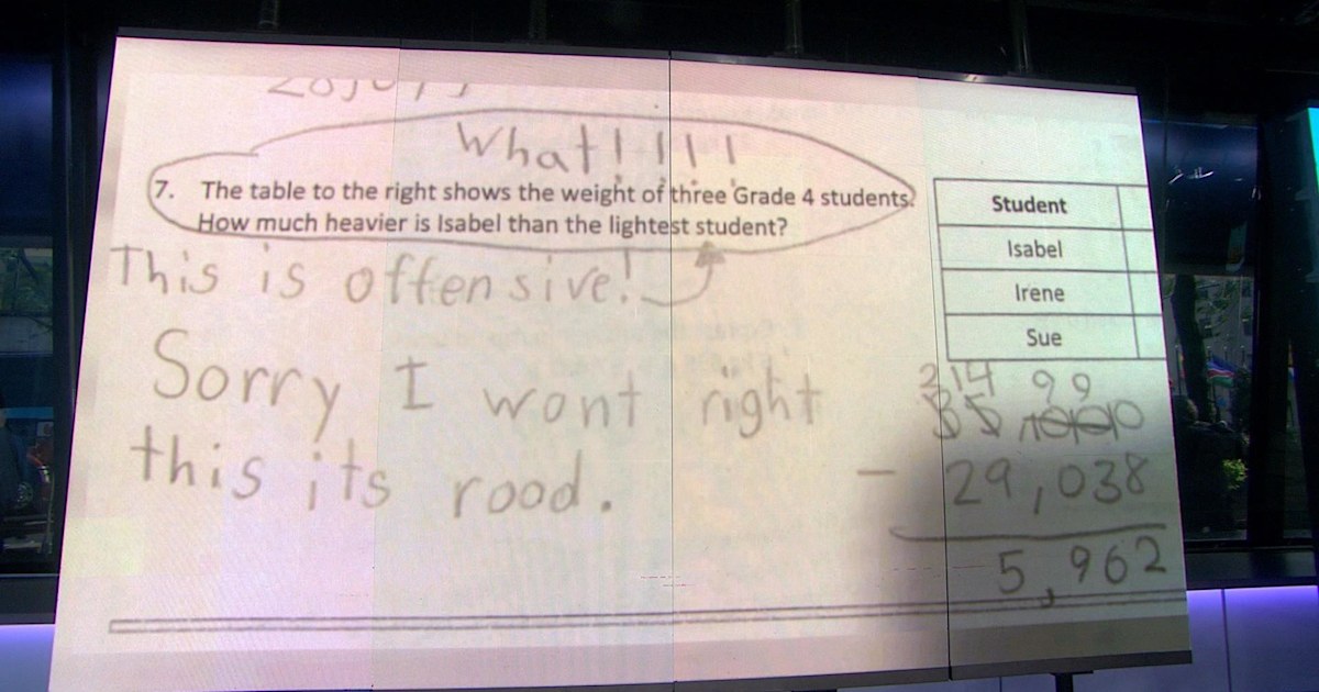 4th grader refuses to answer math question comparing girls’ weight