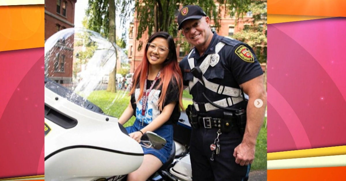 Harvard student reunites with school officer she met as toddler