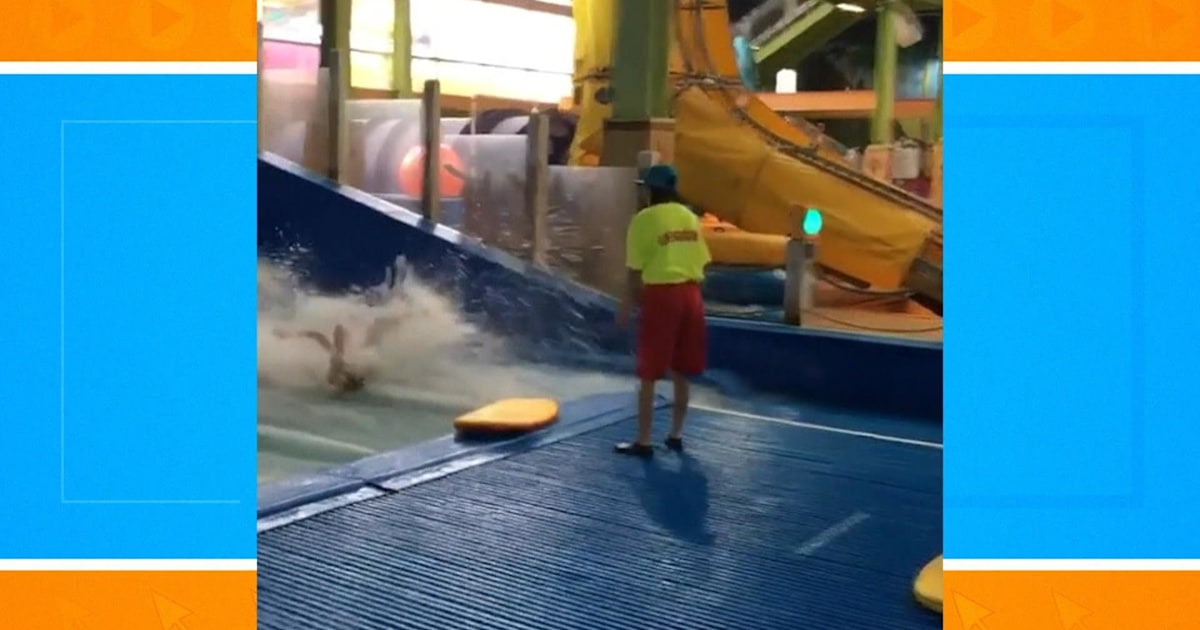 This girl nails the wave pool – then fails the exit spectacularly