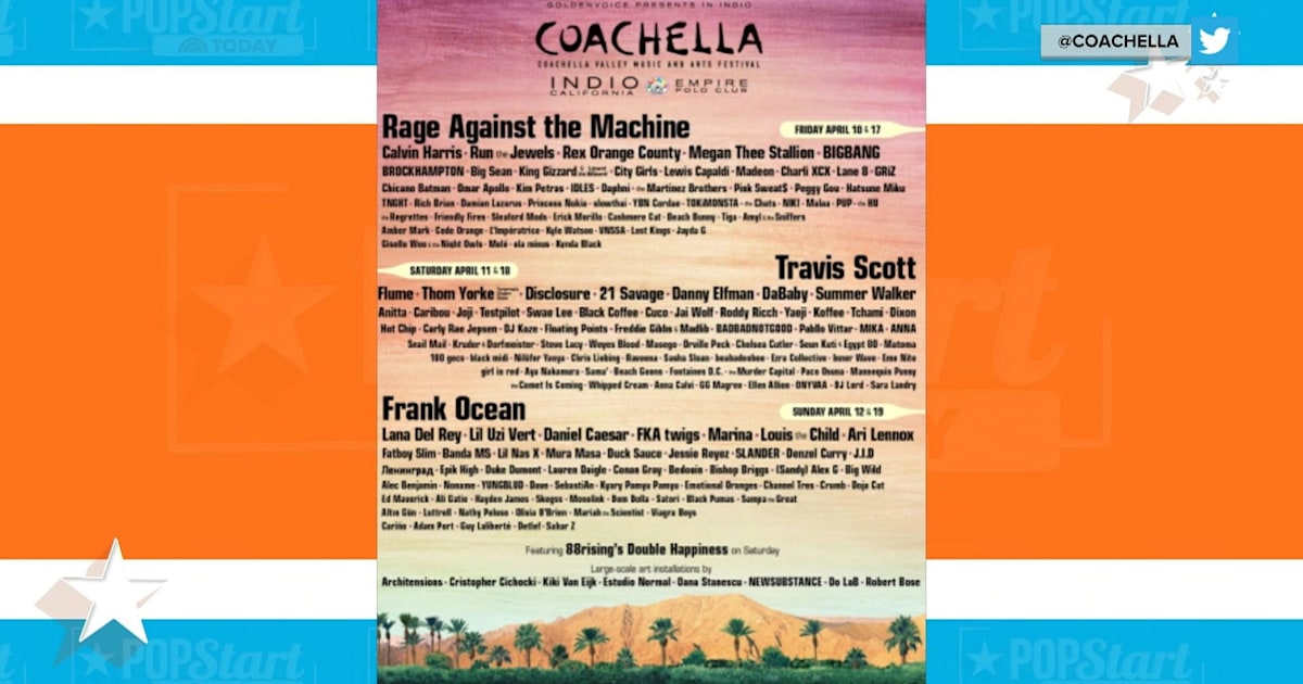 2020 Coachella headliners: Rage Against the Machine, Travis Scott ...