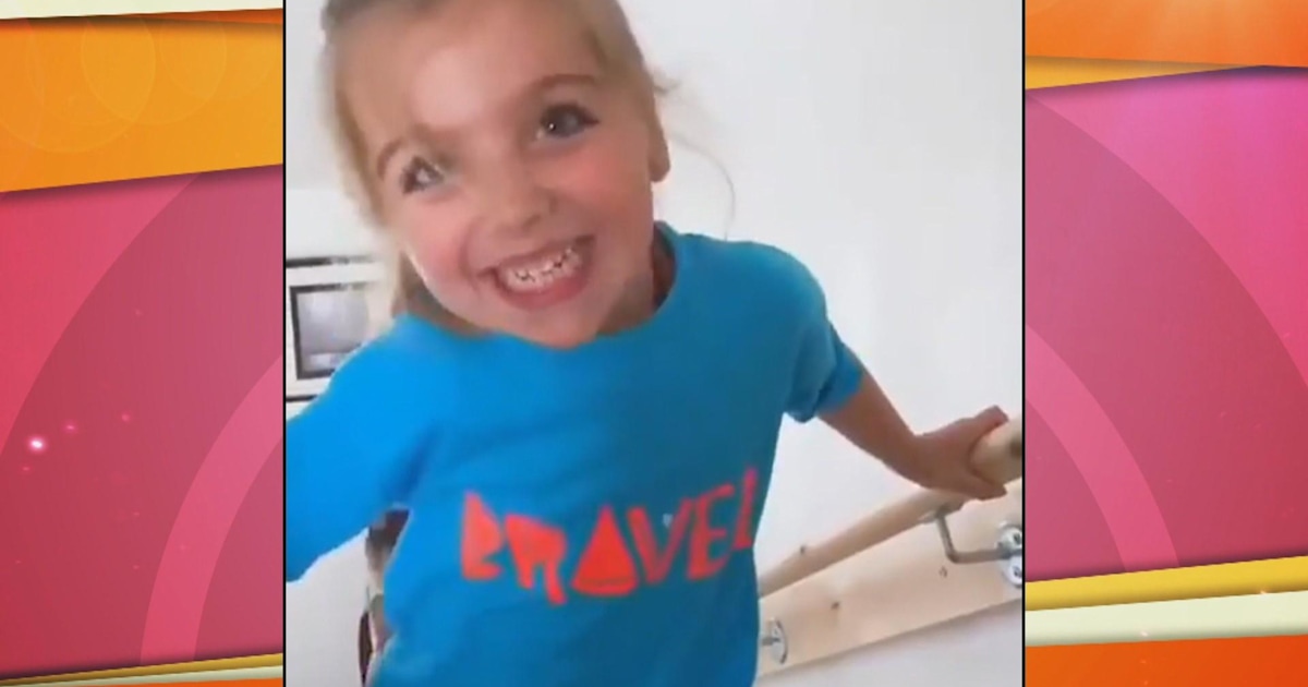 Watch this little girl with cerebral palsy climb stairs for the first time