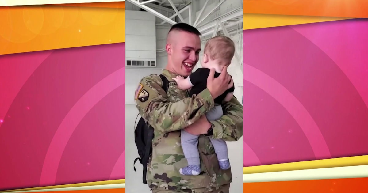 Watch this returning soldier meet his 8-month-old baby for 1st time