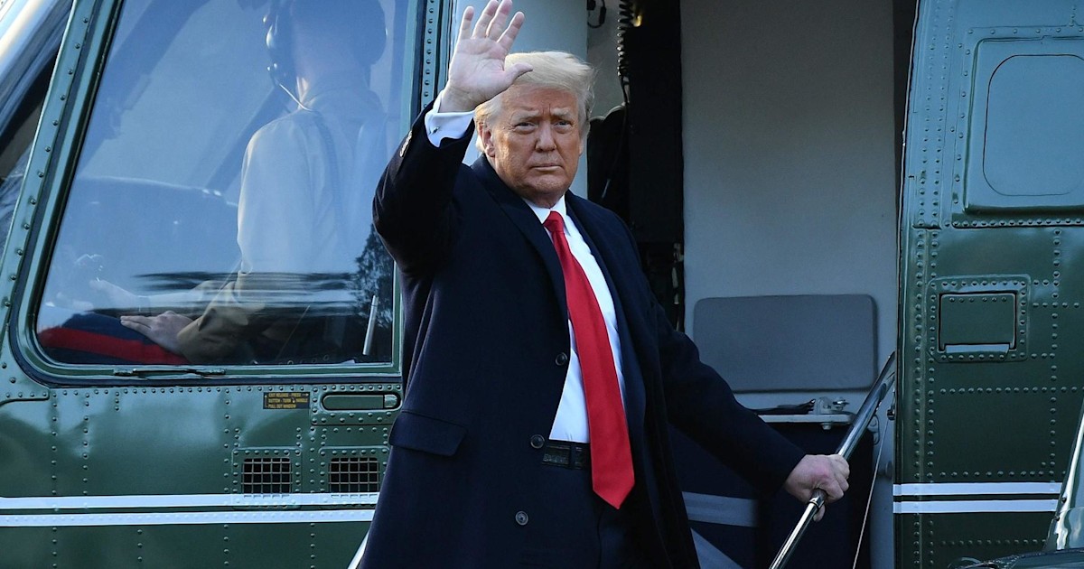 President Trump and Melania Trump leave the White House