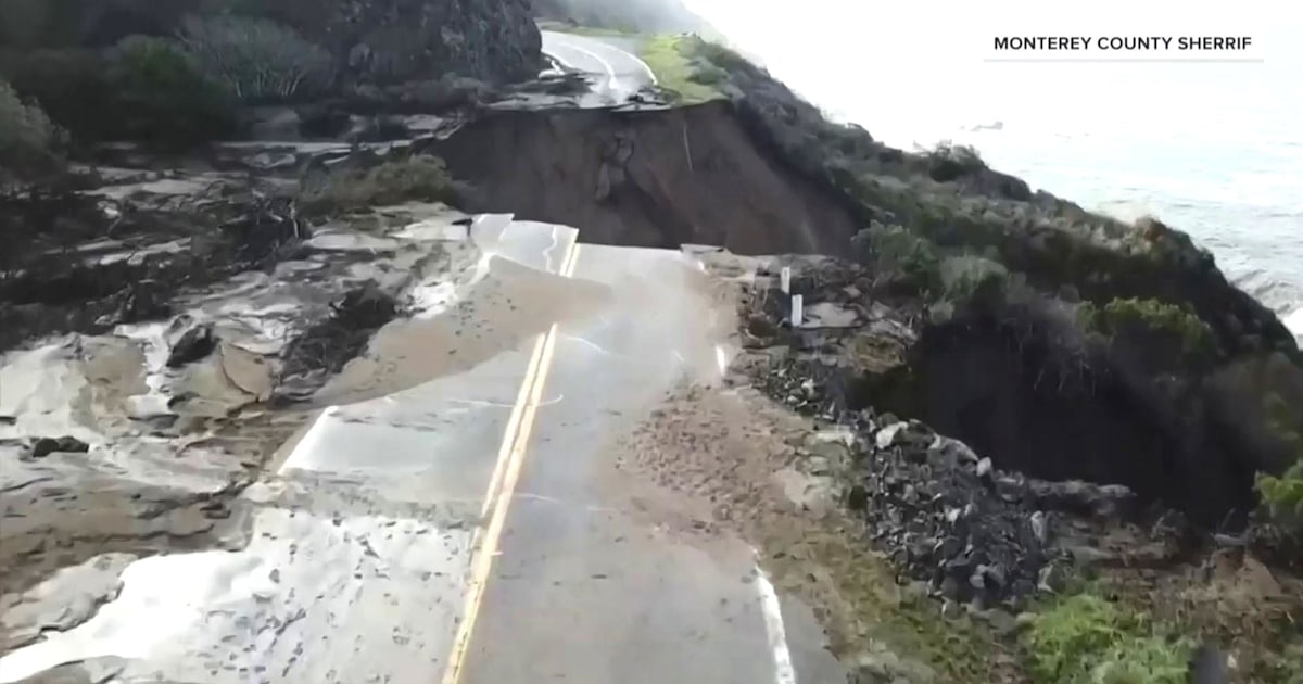Part of California highway collapses into Pacific