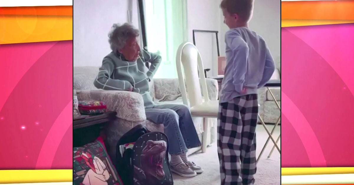 Watch 102-year-old grandma join great-grandson for virtual gym class