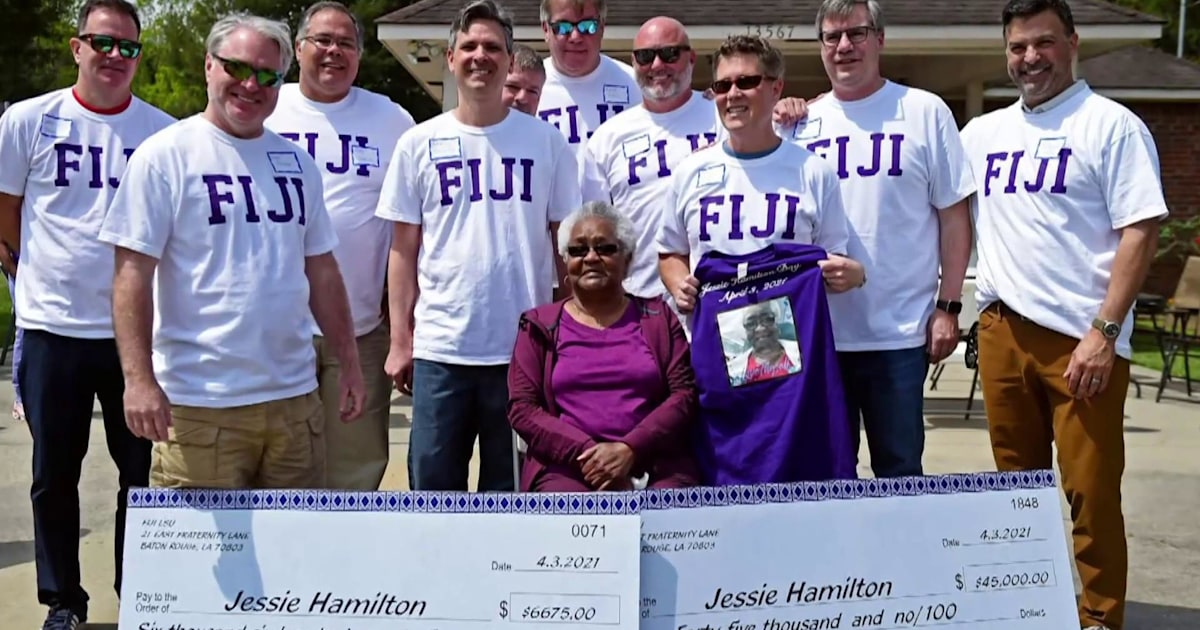 Fraternity brothers surprise house cook by paying off her mortgage