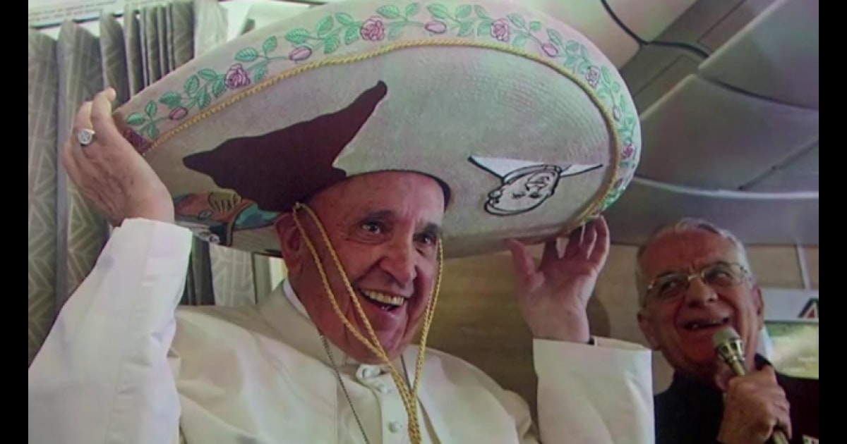 Coolest pope ever: Francis wears sombrero on a jet