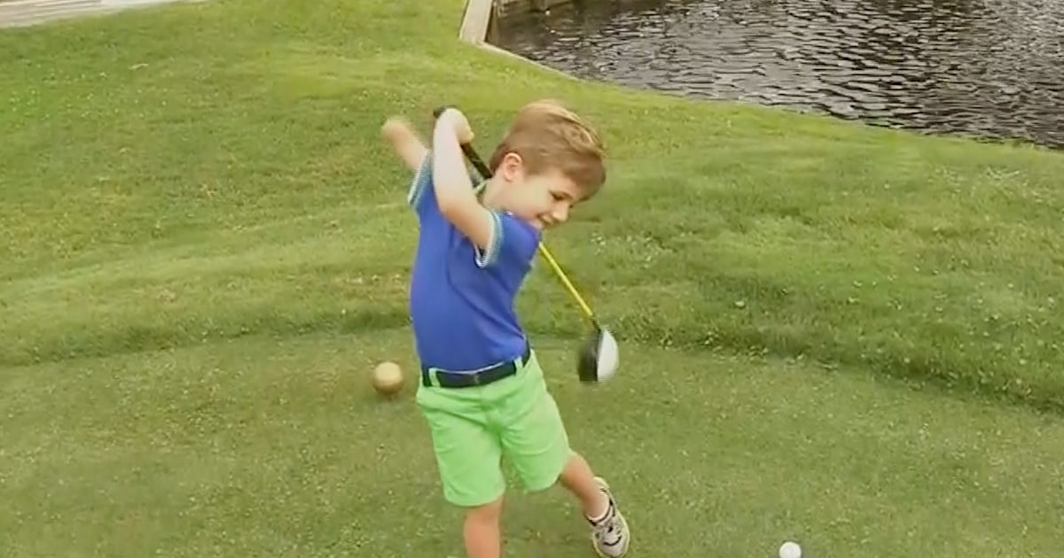 Incredible 3-year-old golfer plays with only one arm