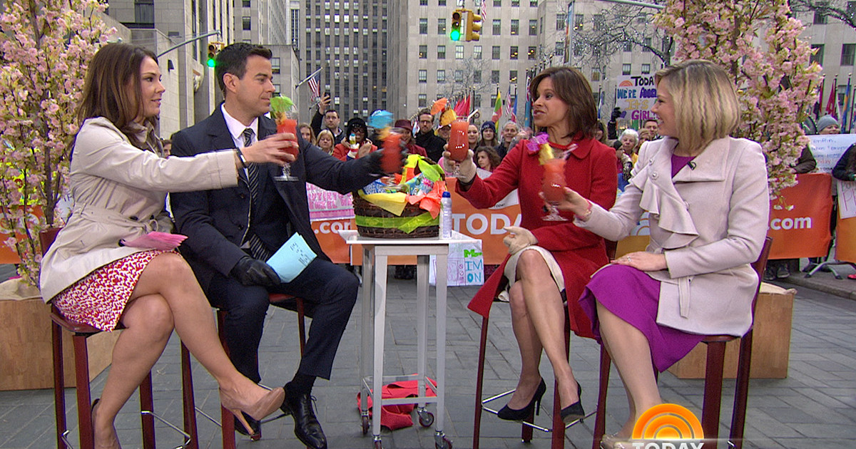 Co-anchors gift Dylan spring treats for her winter weather reporting