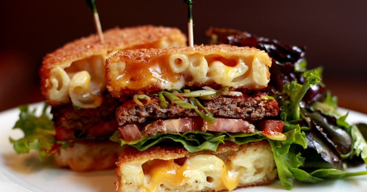 Mac & cheese + beef patty = Mac Attack burger