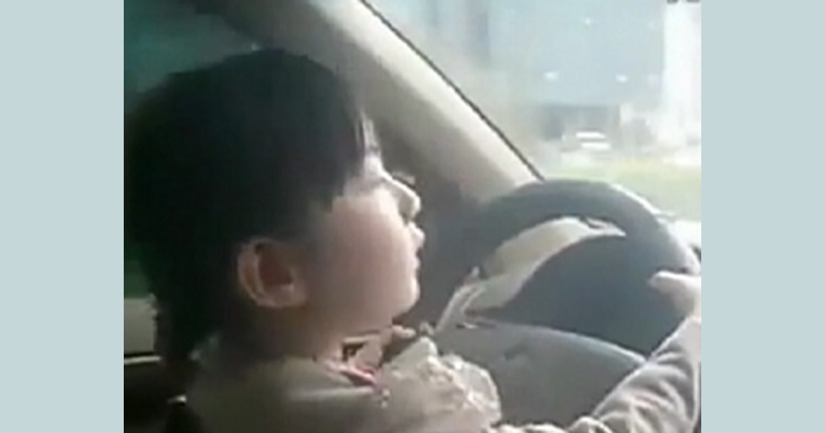 4-year-old drives car in traffic